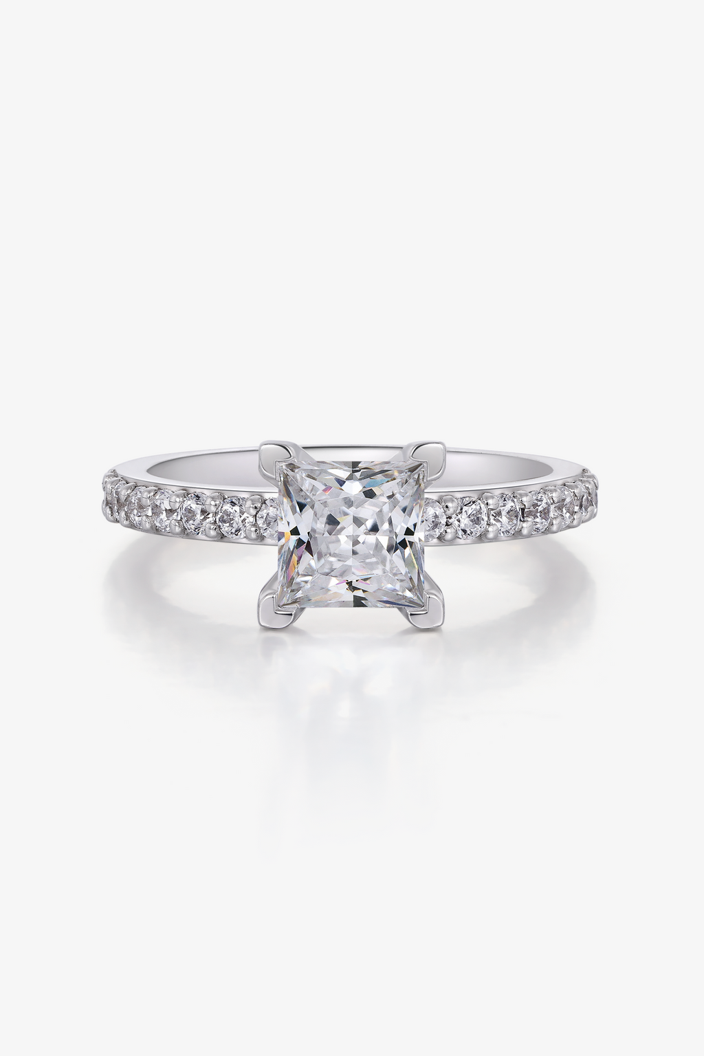 Princess-cut Lab Diamond Engagement Ring in white gold – Zaiyou Jewelry