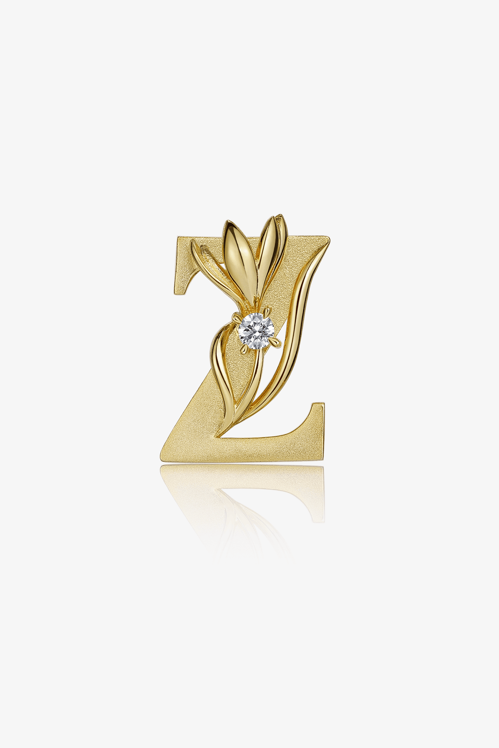 Lab Diamond Alphabet Letter “Z” Pendant in Yellow Gold – Zaiyou Jewelry