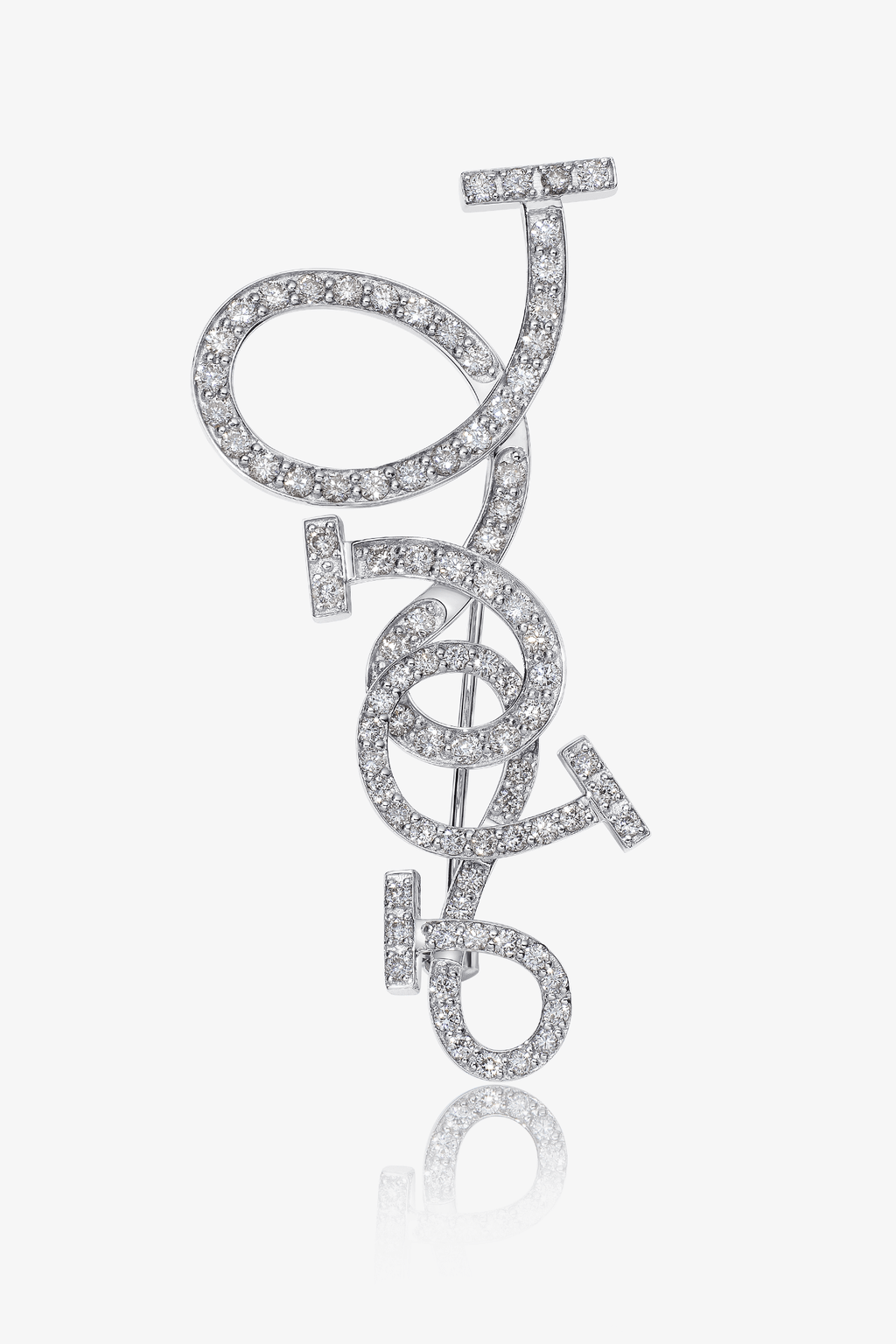 Lab Grown Diamond Flow Line Brooch in White Gold – Zaiyou Jewelry