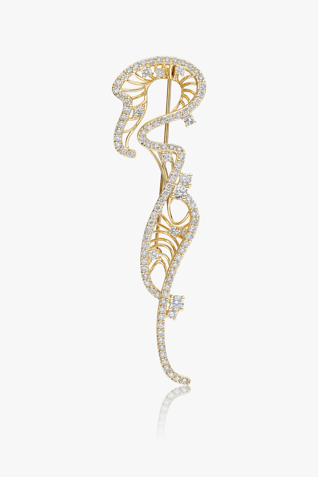 Lab Grown Diamond Brooch in Yellow/White Gold – Zaiyou Jewelry